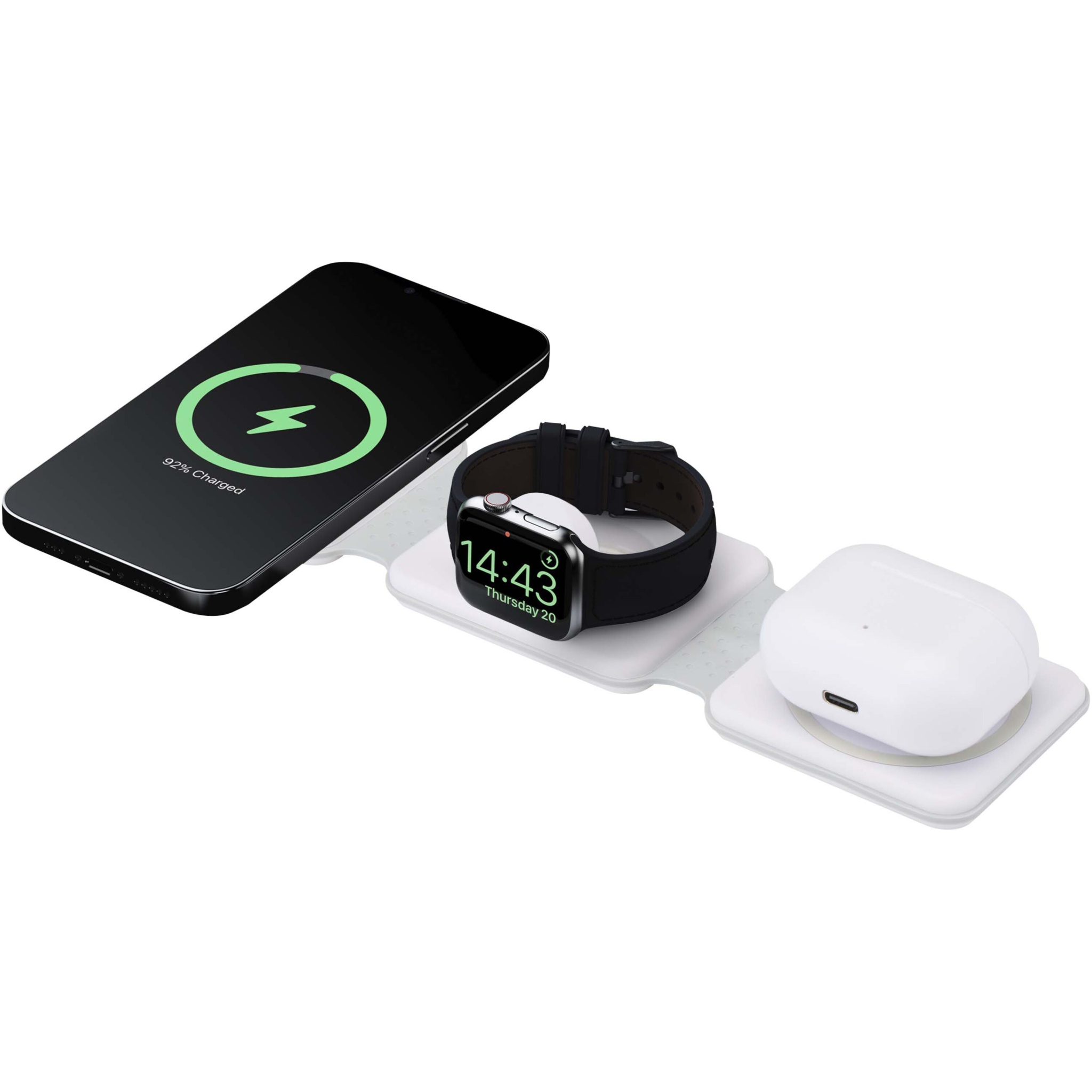 Armus 3-in-1 15W recycled plastic foldable wireless charger | Logotrade